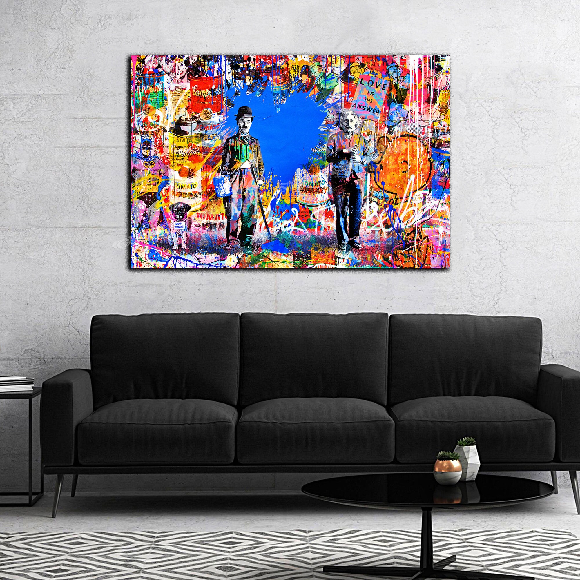 NEW Banksy Blue Collage Street Art Canvas Print Huge 24 X 16 - Etsy