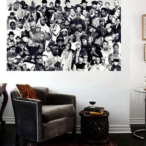 Old School Hip Hop Legends Rap Stars Collage Huge Piece of Art Run D MC ...
