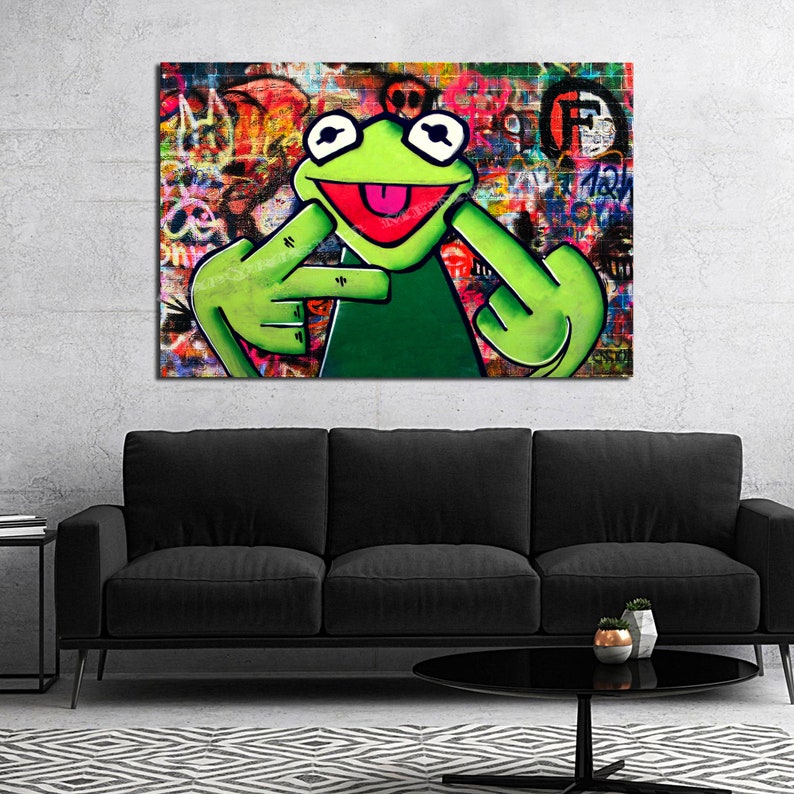 Gangsta Kermit Graffiti Street Art Mad Muppet Grafitti 36x24 | Etsy