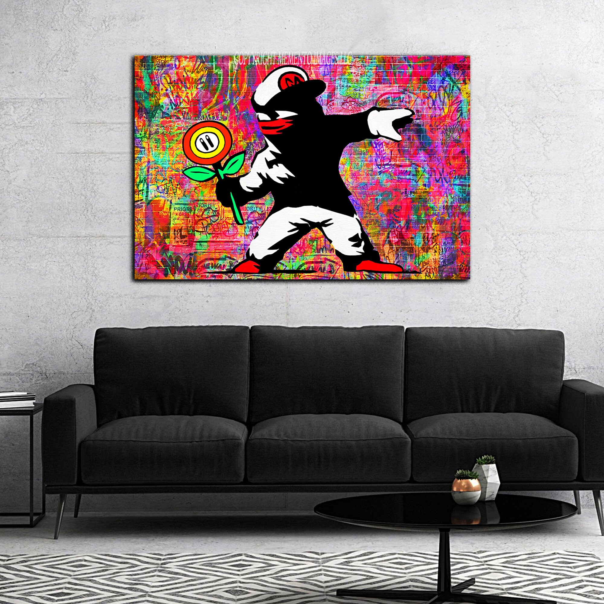 NEW Banksy Super Mario flamethrower Original Art - Etsy