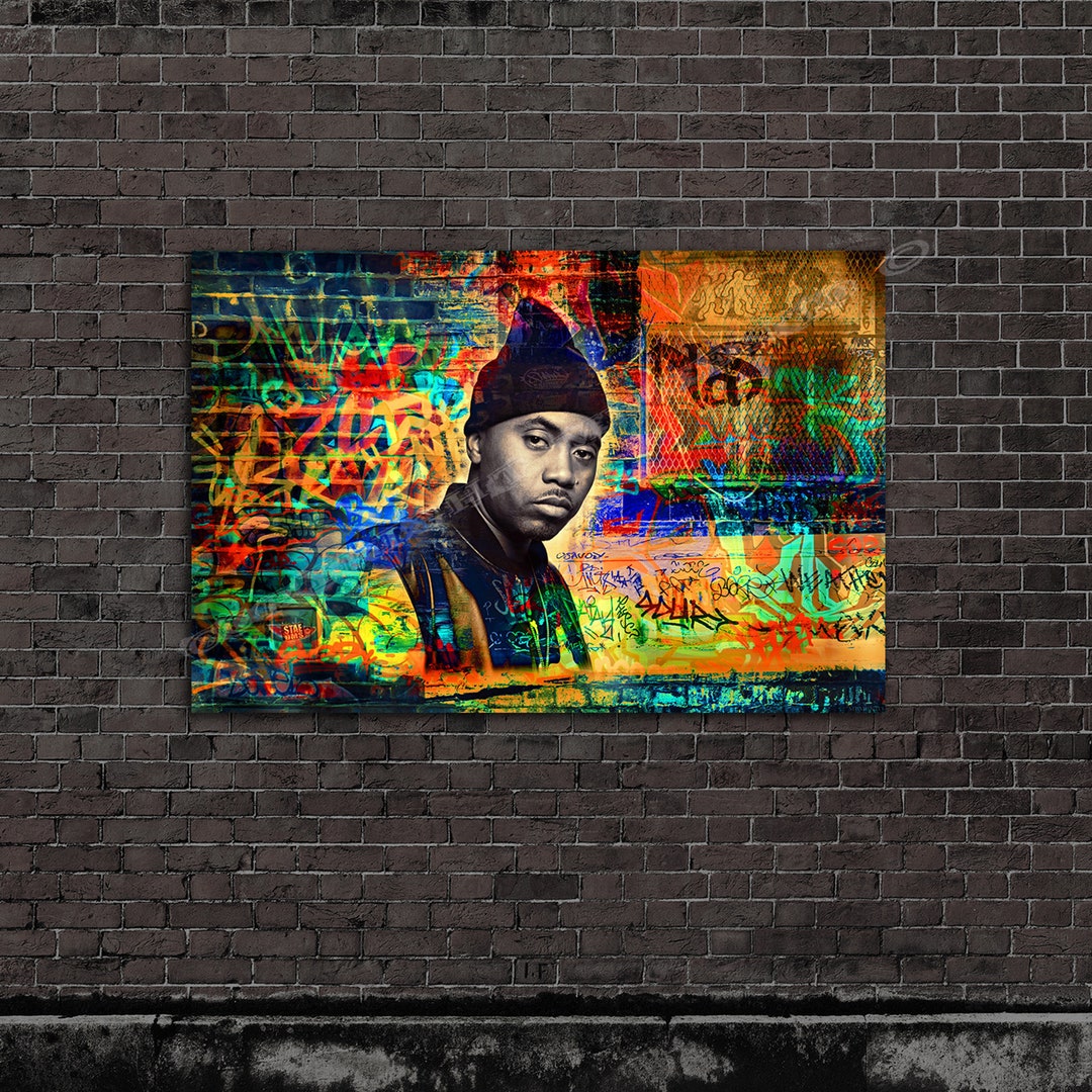 Old School NAS Hip Hop Legend -original by Memento HUGE 40x26 Ready to ...