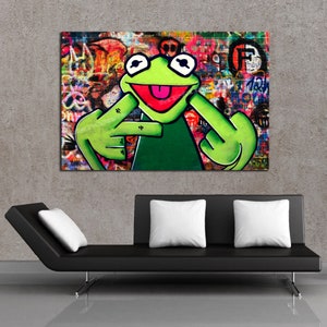 Gangsta Kermit Graffiti Street Art Mad Muppet Grafitti 36x24 Ready to ...
