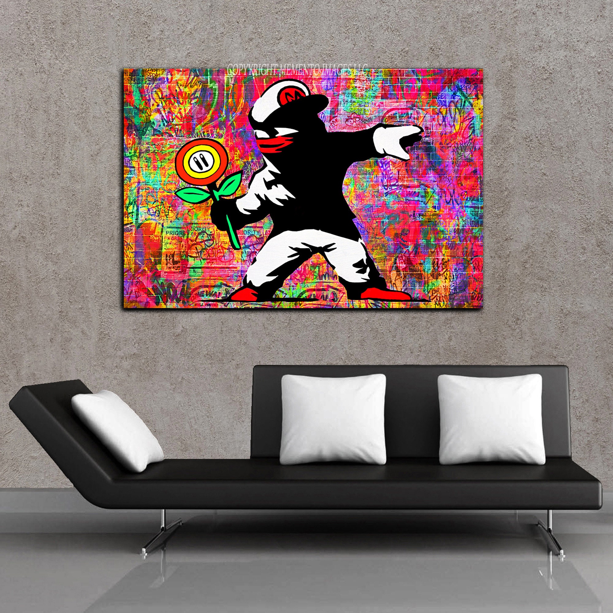 NEW Banksy Super Mario flamethrower Original Art - Etsy