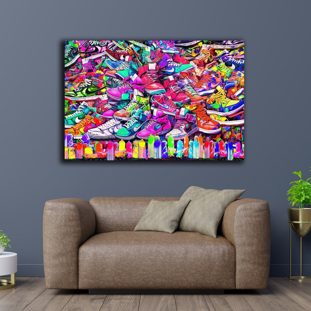 Dunk Pile Graffiti Art Street Cans and Kicks Ready to Hang HD Canvas ...
