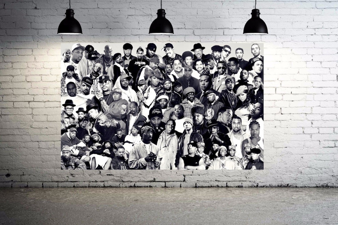 Old School Hip Hop Legends Rap Stars Collage Huge Piece of Art Run D MC ...