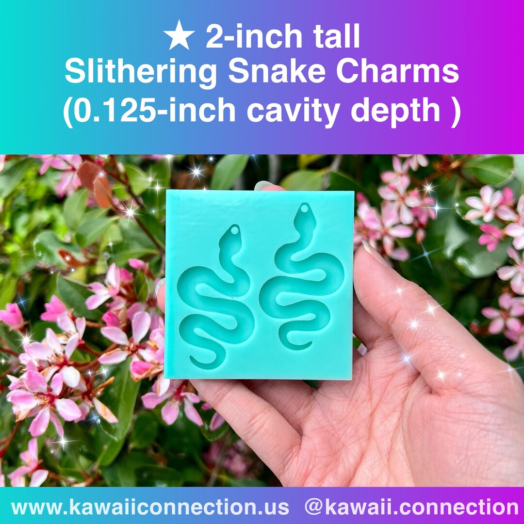 2 Inch Tall PAIR of Slithering Snakes W Charm Hole Silicone Mold for ...