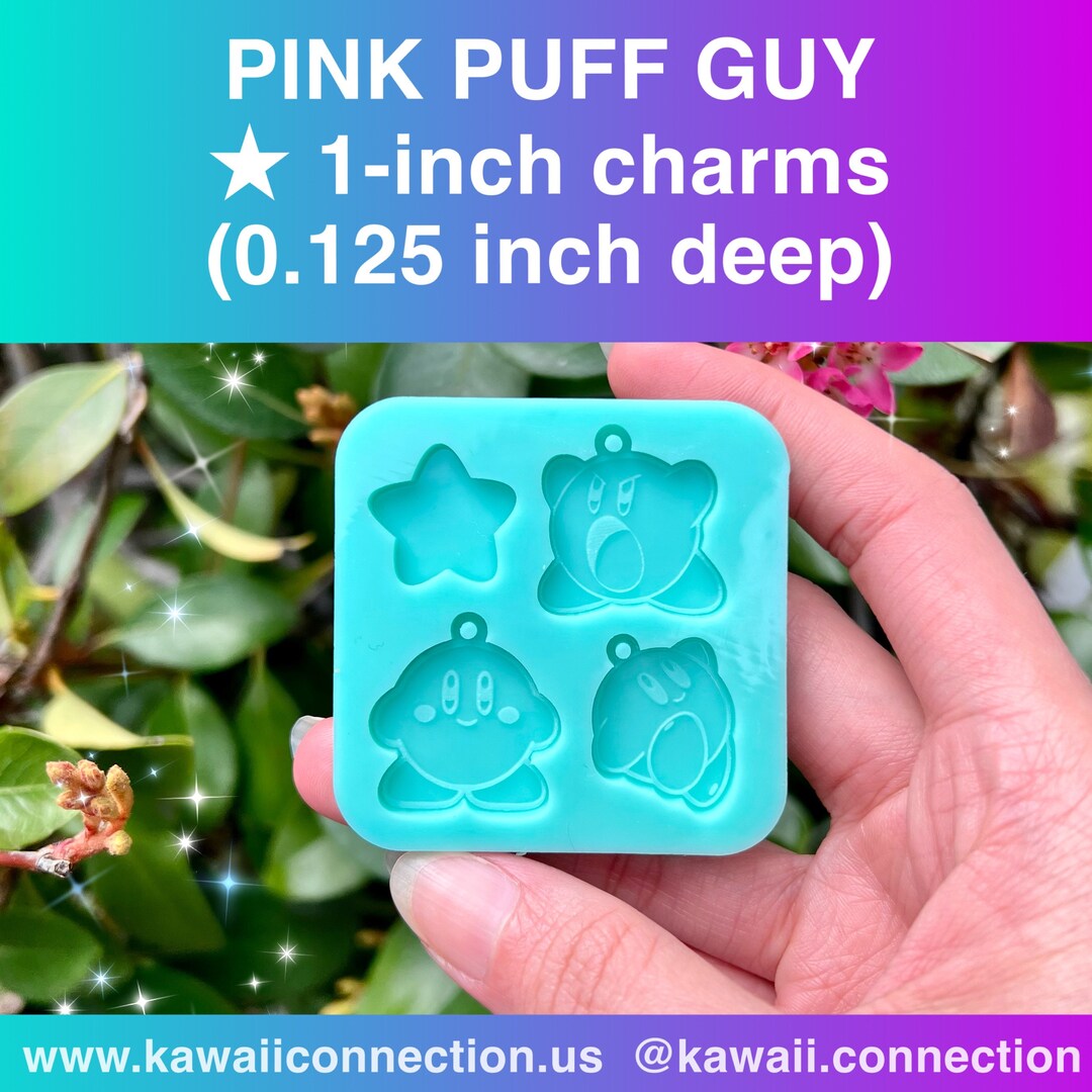 TINY 1-inch (0.125-inch Deep) Pink Puff Guy 3 Designs Silicone Mold ...