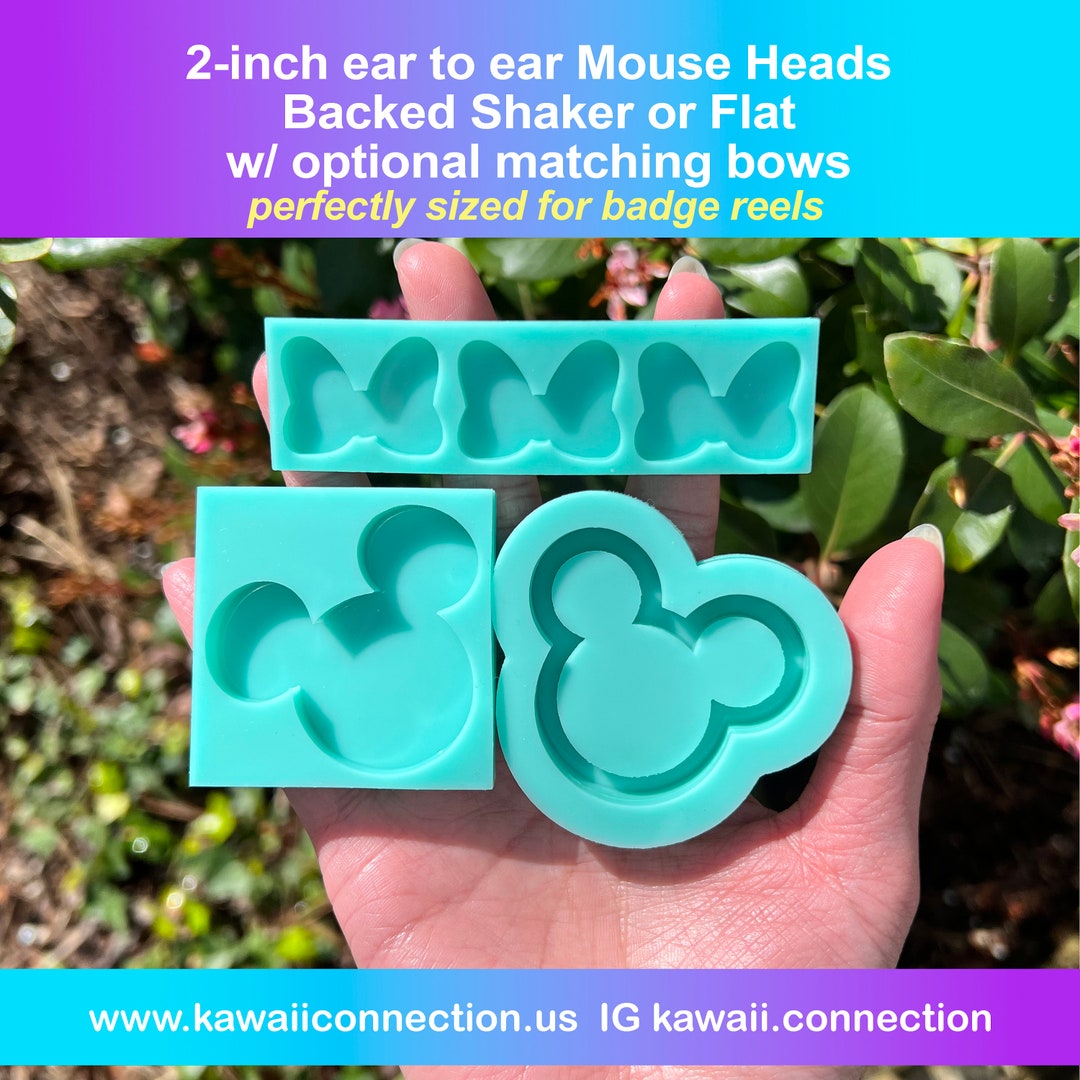 2 Inches Ear to Ear Mouse Head (+ Optional Bow) in Flat or Backed ...