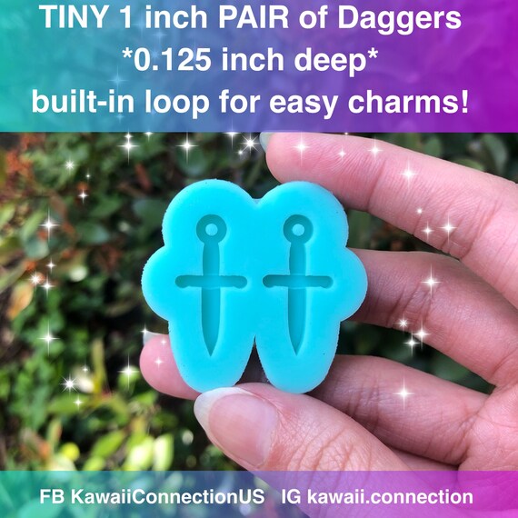 TINY 1 inch PAIR of Dagger Knife w Loop Silicone Mold for | Etsy