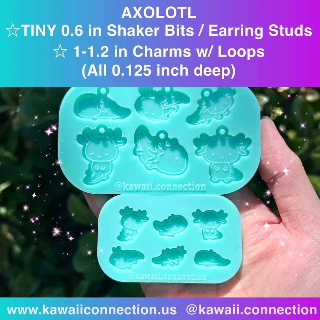 Kawaii Axolotl 6designs (2size Optns) TINY 0.6inch Long Shaker Bits ...