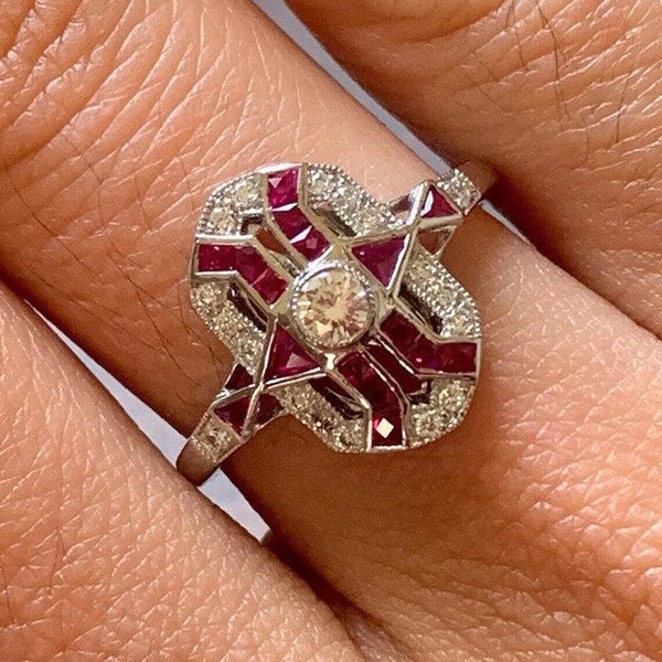 Art Deco Ruby Ring - Etsy
