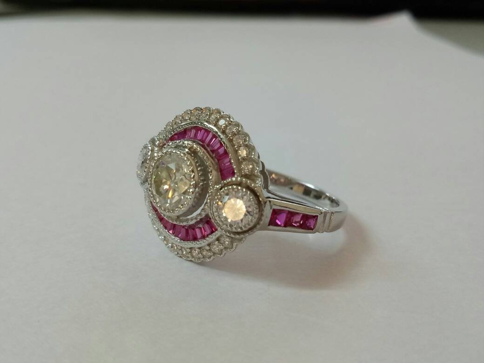 Vintage Engagement Ring 2.85 Ct White Round and Red Ruby Cz | Etsy