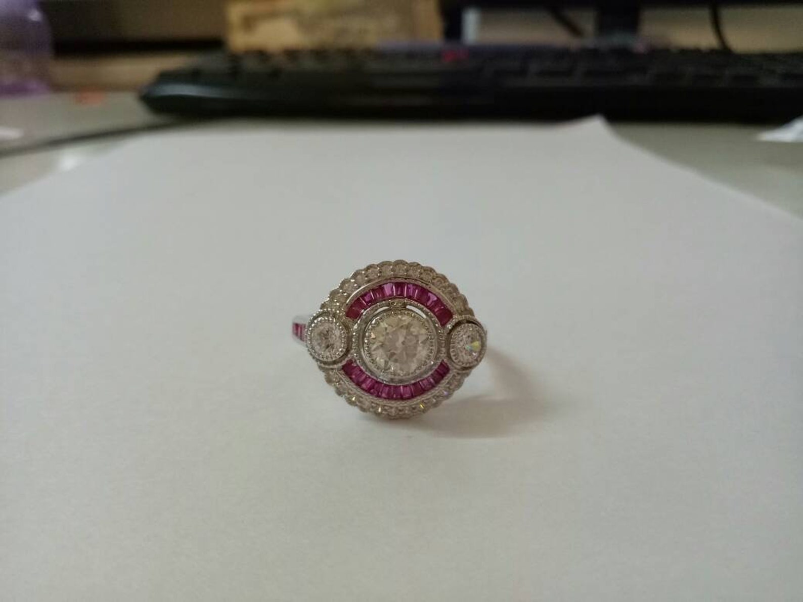 Vintage Engagement Ring 2.85 Ct White Round and Red Ruby Cz | Etsy