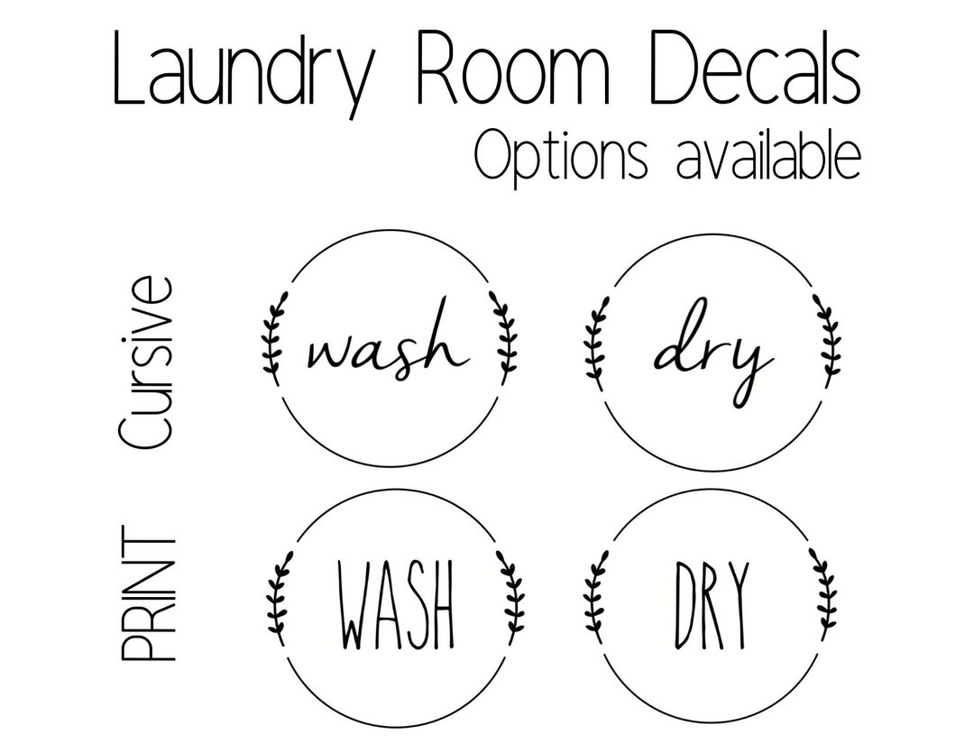 Laundry Decals SET OF 2, Washer Dryer Decals, Farmhouse Vinyl Decals ...