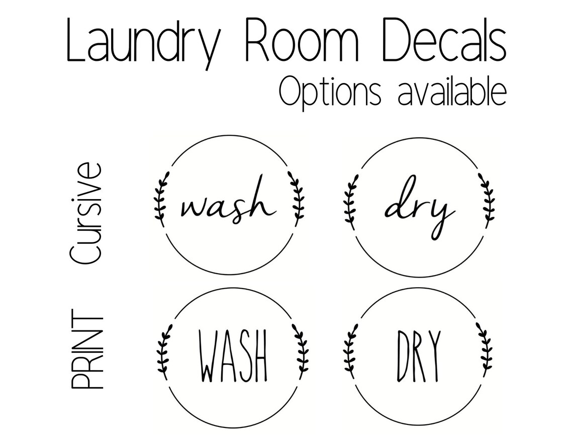 Laundry Decals SET OF 2, Washer Dryer Decals, Farmhouse Vinyl Decals ...