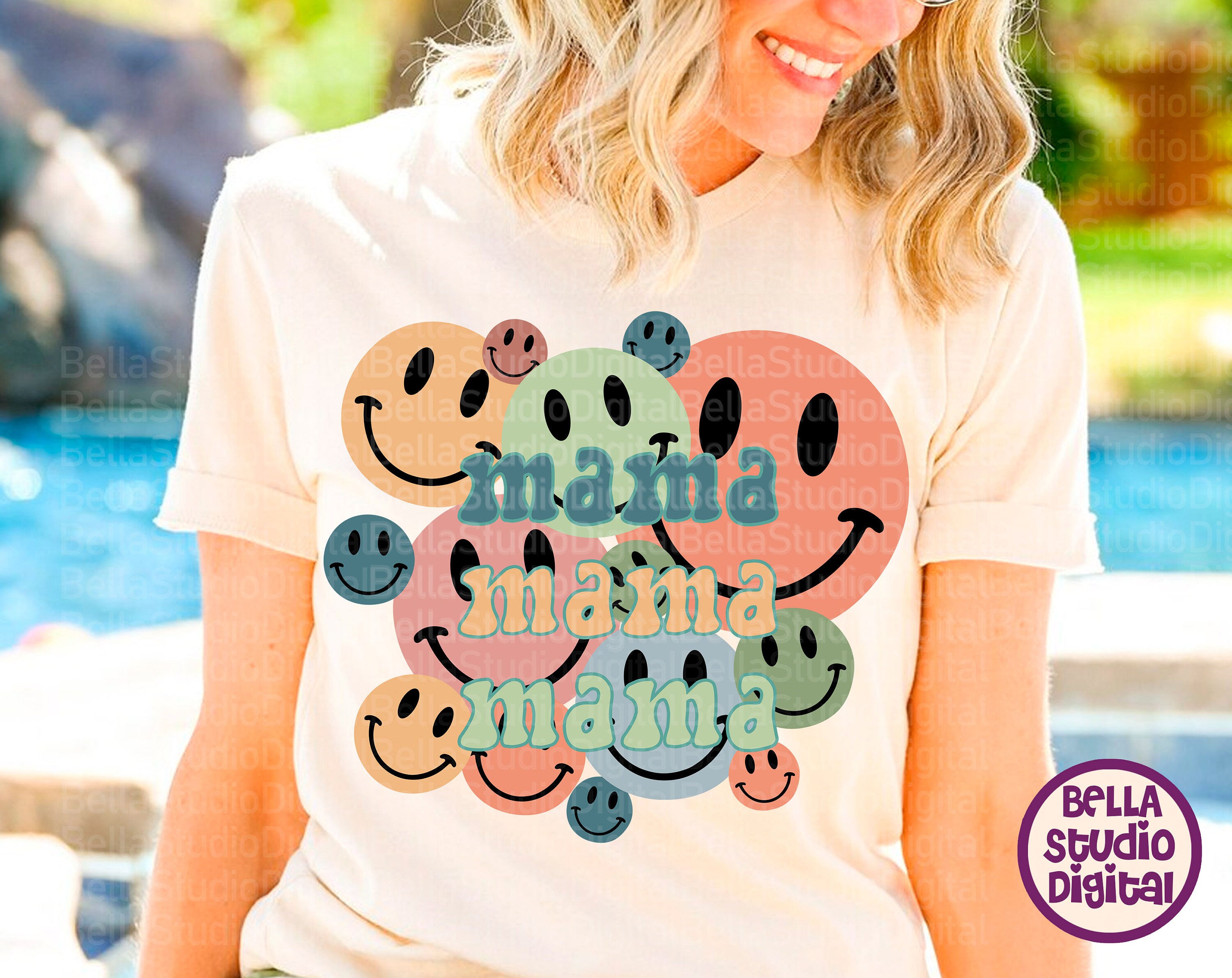 Retro Mama Smiley Svg, Mama Mini Png, Pdf, Eps, Png Bundle Mom Mommy ...