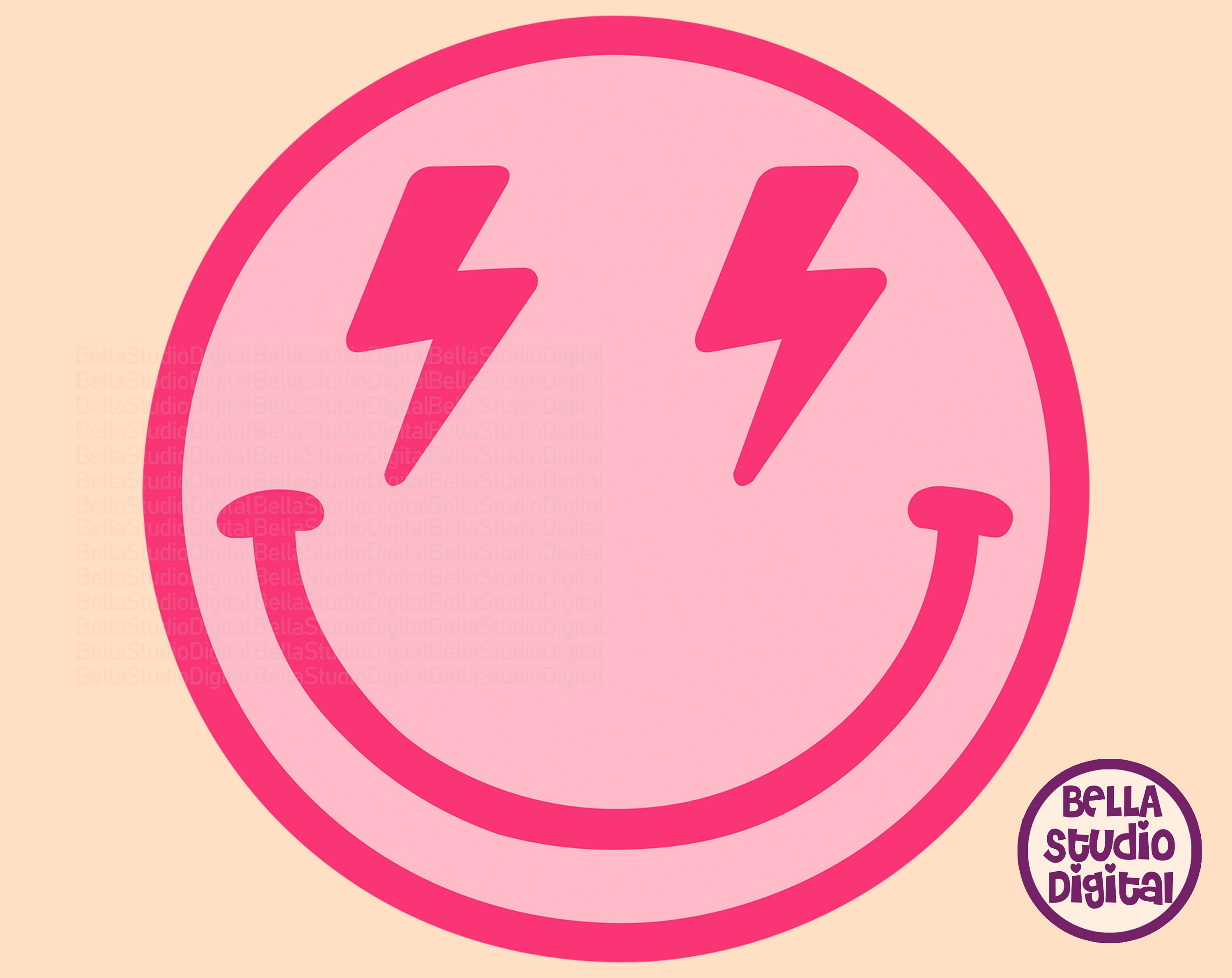 Pretty Pink Smiley, Lightening Bolt Smile SVG, PNG, Pdf Dxf eps ...