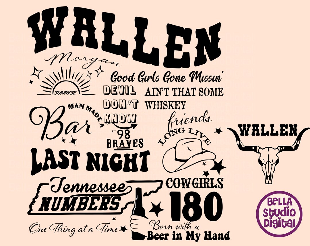 Wallen & Bull Skull PNG, Wallen Bull Skull SVG PNG Digital Download ...