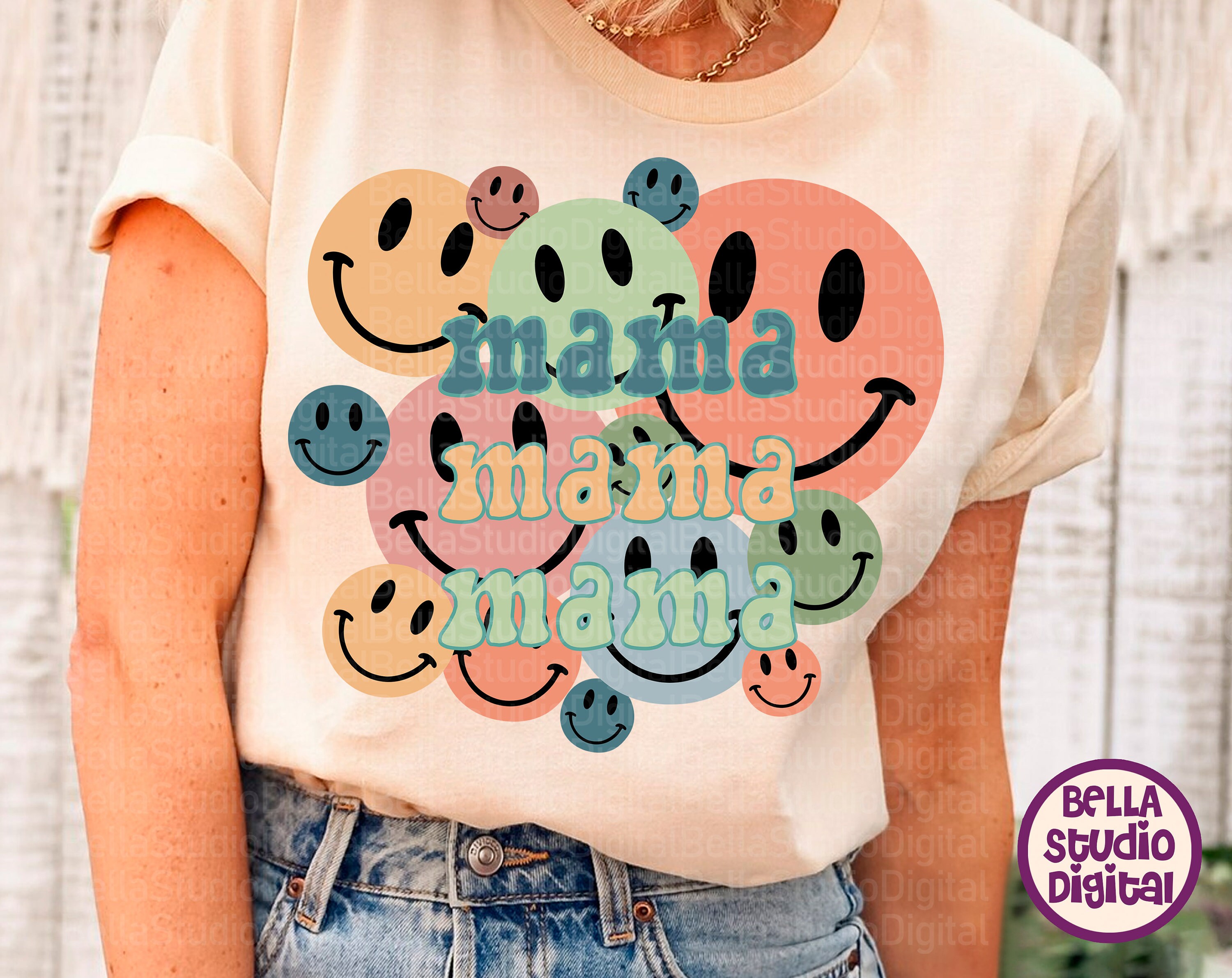 Retro Mama Smiley Svg, Mama Mini Png, Pdf, Eps, Png Bundle Mom Mommy ...