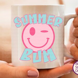 Summer Bum Digital Art, Winking Smiley Pink, Cartoon PNG & SVG ...