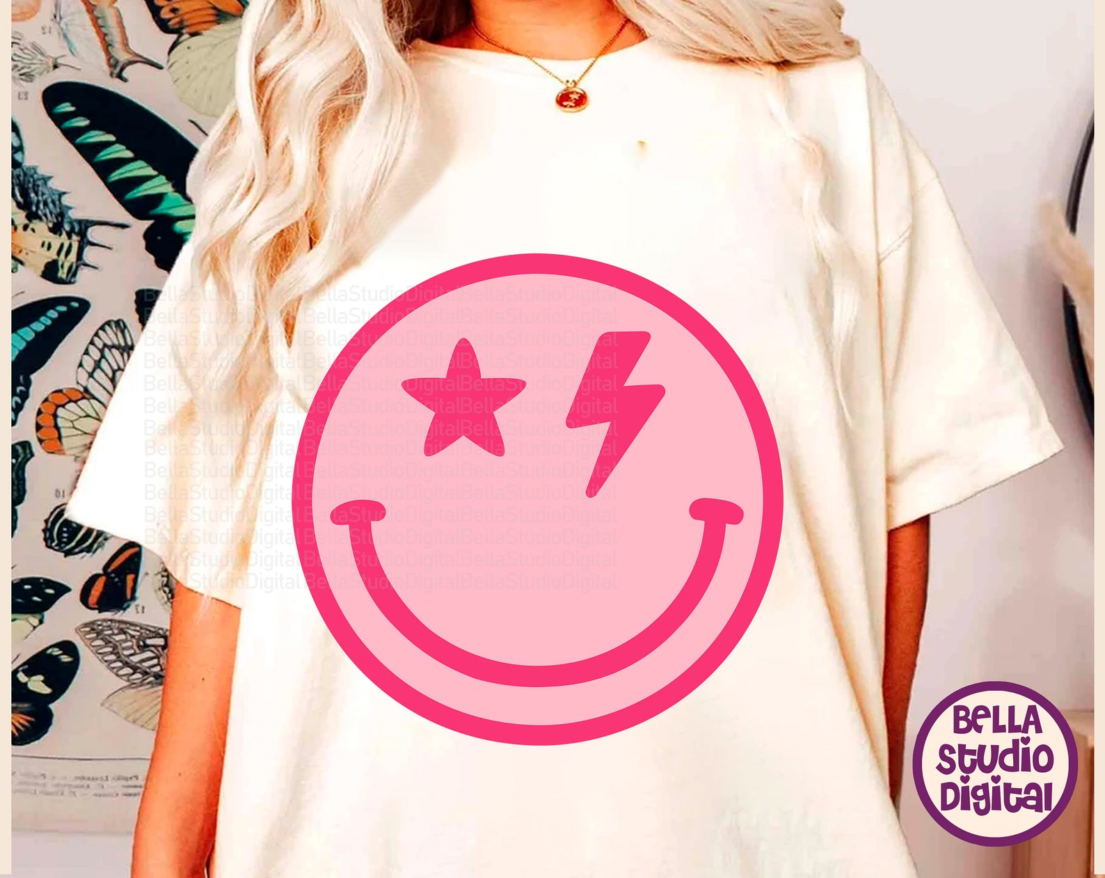 Pretty Pink Smiley, Lightening Bolt Smile SVG PNG PDF Dxf Eps ...