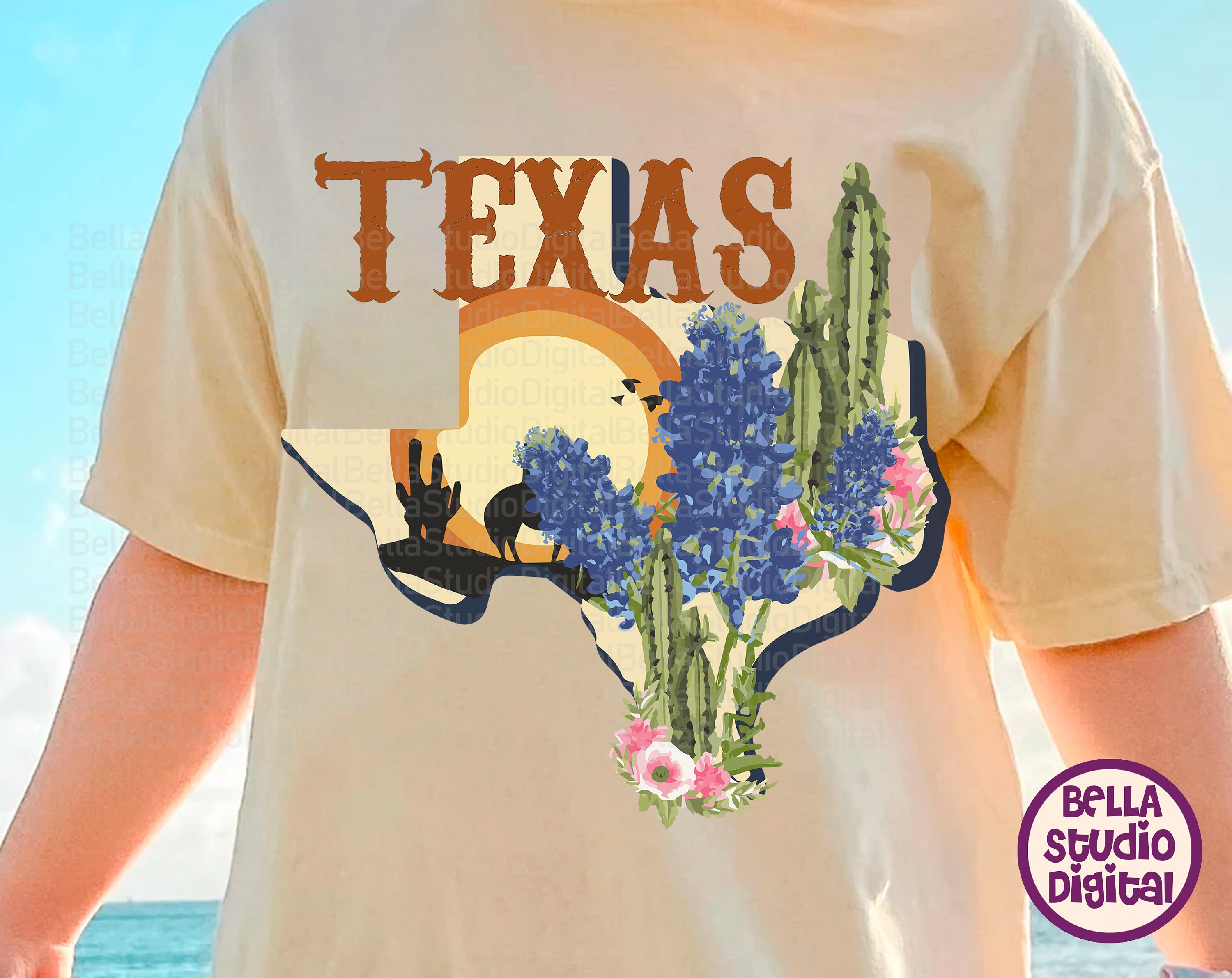 Cowboy Texas Design Png, Bluebonnet Texas Cowboy State Print ...