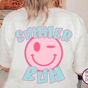 Summer Bum Digital Art, Winking Smiley Pink, Cartoon PNG & SVG ...