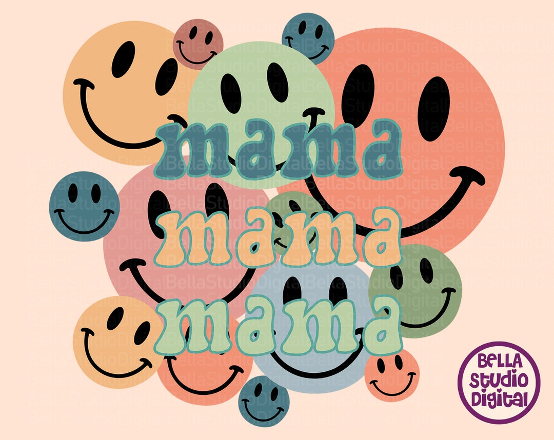 Retro Mama Smiley Svg, Mama Mini Png, Pdf, Eps, Png Bundle Mom Mommy ...