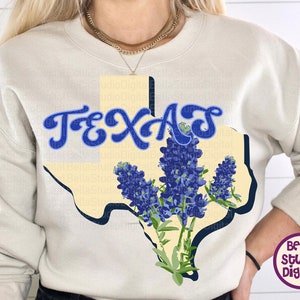 Blue Texas Floral Png, Bluebonnet Texas Flower State Print, Sublimation ...