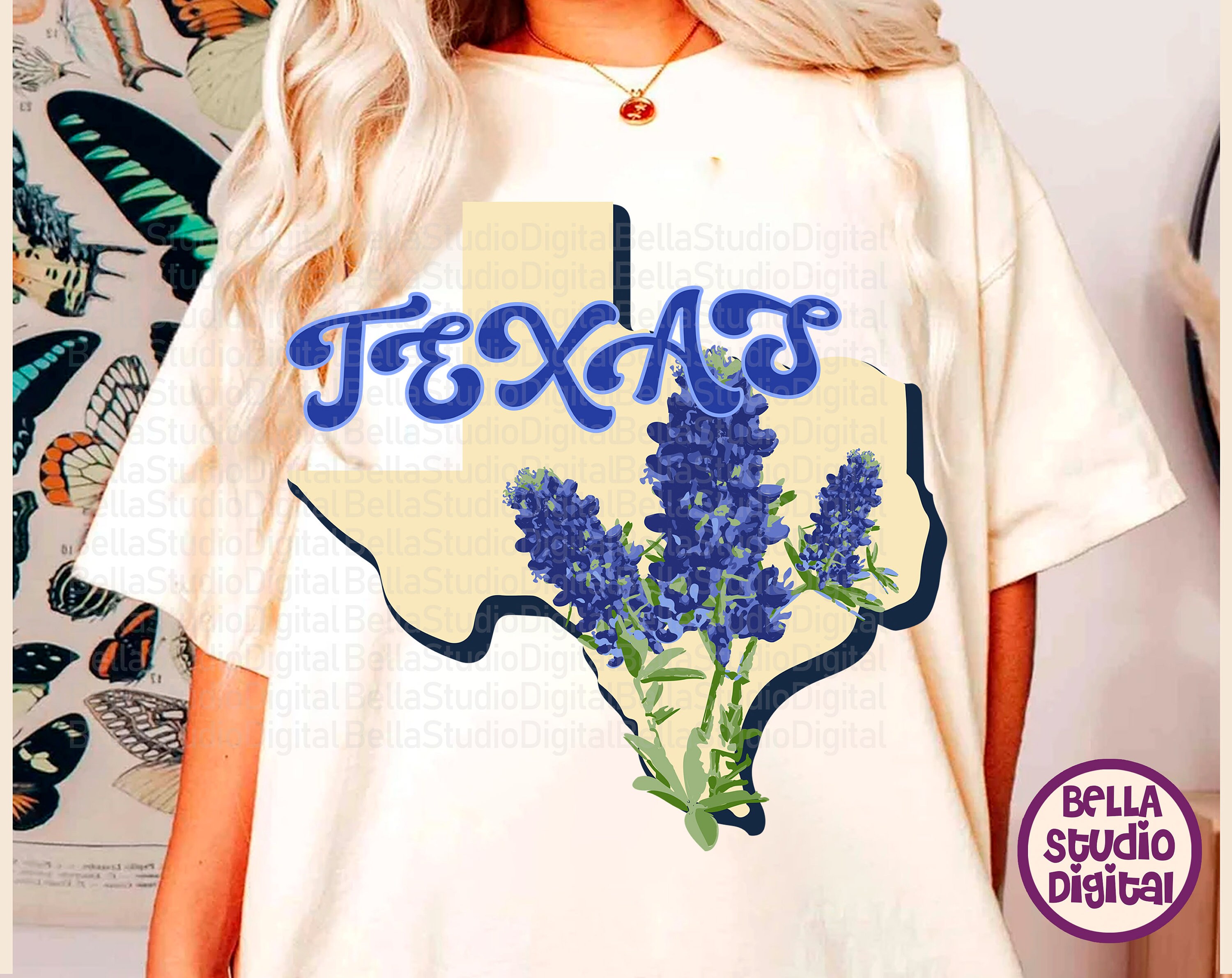 Blue Texas Floral Png, Bluebonnet Texas Flower State Print, Sublimation ...