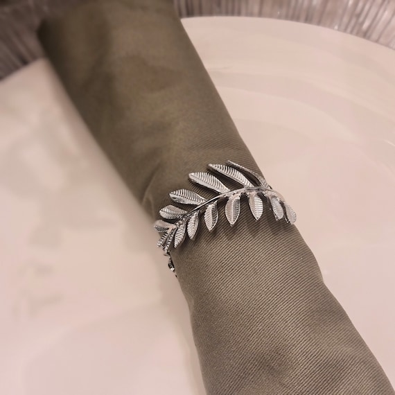 Silver leaf napkin rings store