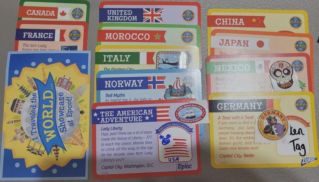 EPCOT Kidcot Country Postcards | World Showcase Set or Individual ...