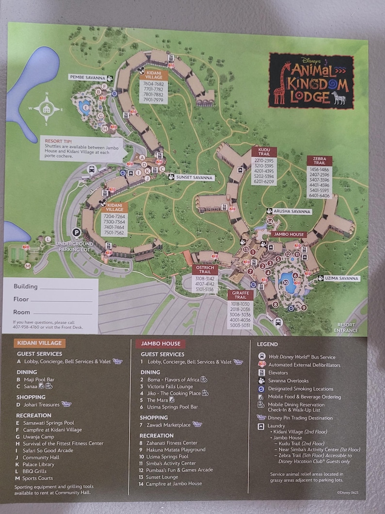 Disney's Resort Hotel Property Map Disney + 4 Park Map Walt Disney ...