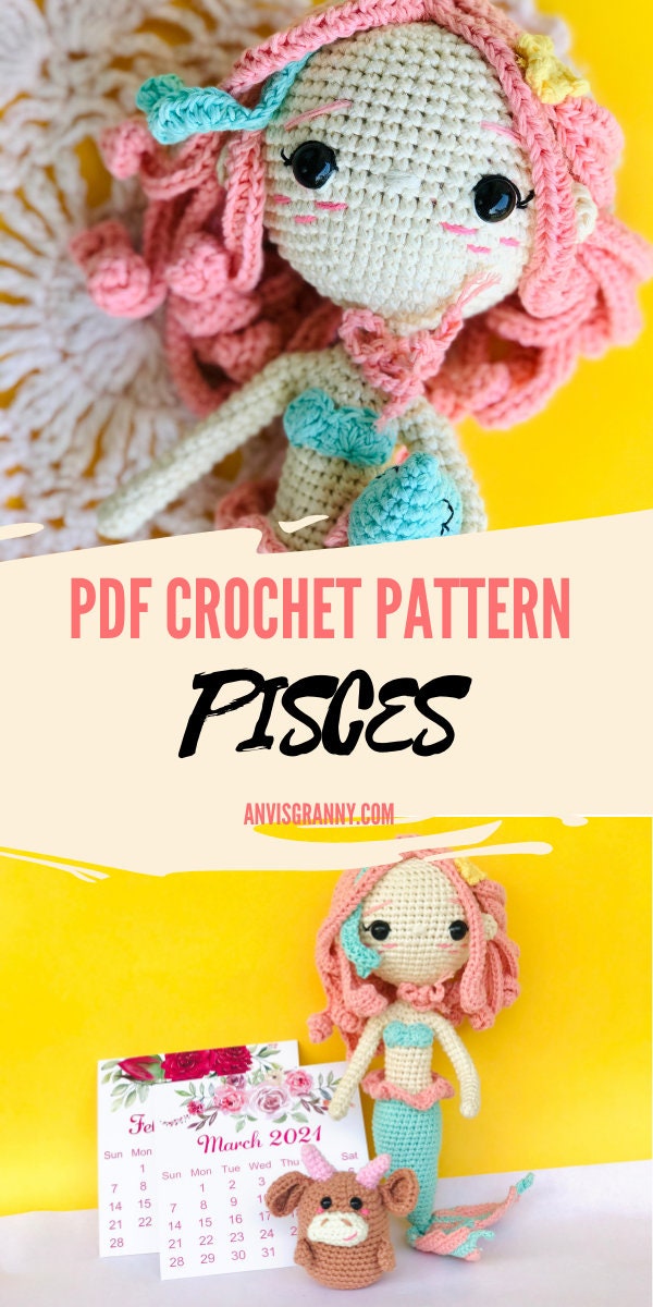 PATTERN Pisces doll Amigurumi pattern Mermaid doll crochet - Etsy Nederland