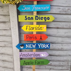 Bright Party Signpost Large Personalised Bespoke Rustic Wood Wedding ...