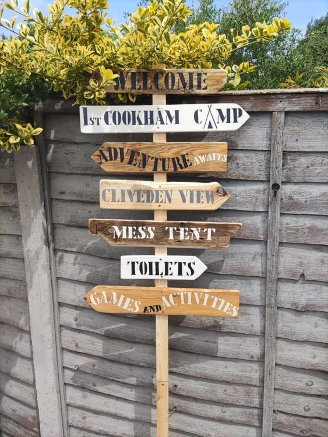 Personalised Wood Signpost Large Rustic Wedding Way Sign Wedding Venue ...