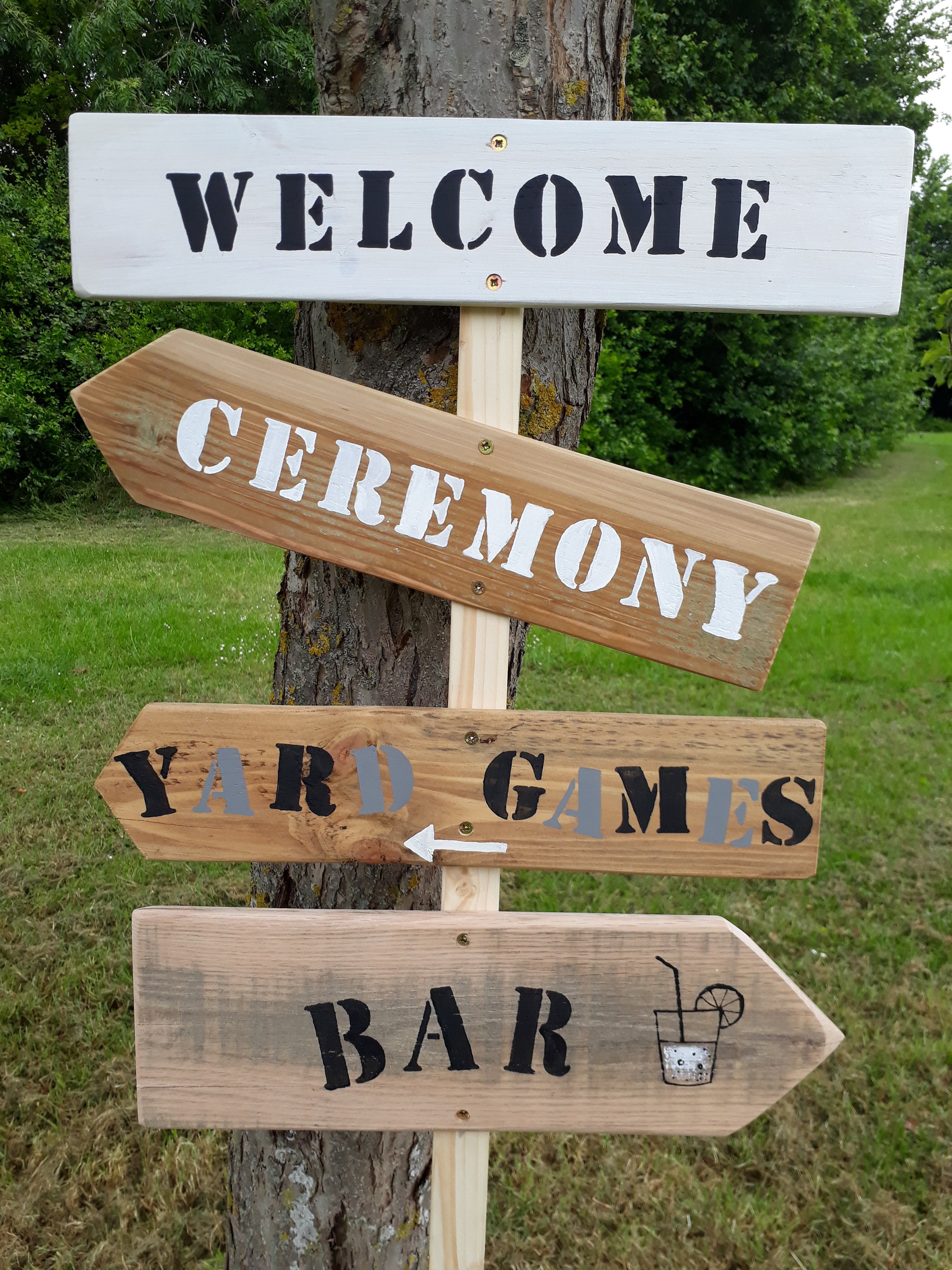 Large Personalised Signpost Unique Gift Rustic Wood Wedding - Etsy UK