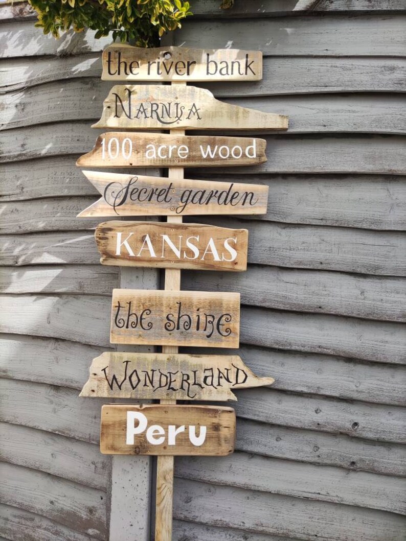 Narnia Wonderland Hogwarts Signpost Personalised Rustic Wood - Etsy