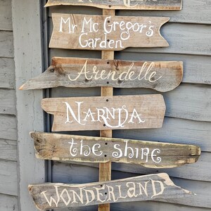 Narnia Wonderland Hogwarts Signpost Personalised Rustic Wood - Etsy