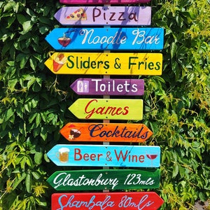 Bright Party Signpost Large Personalised Bespoke Rustic Wood Wedding ...