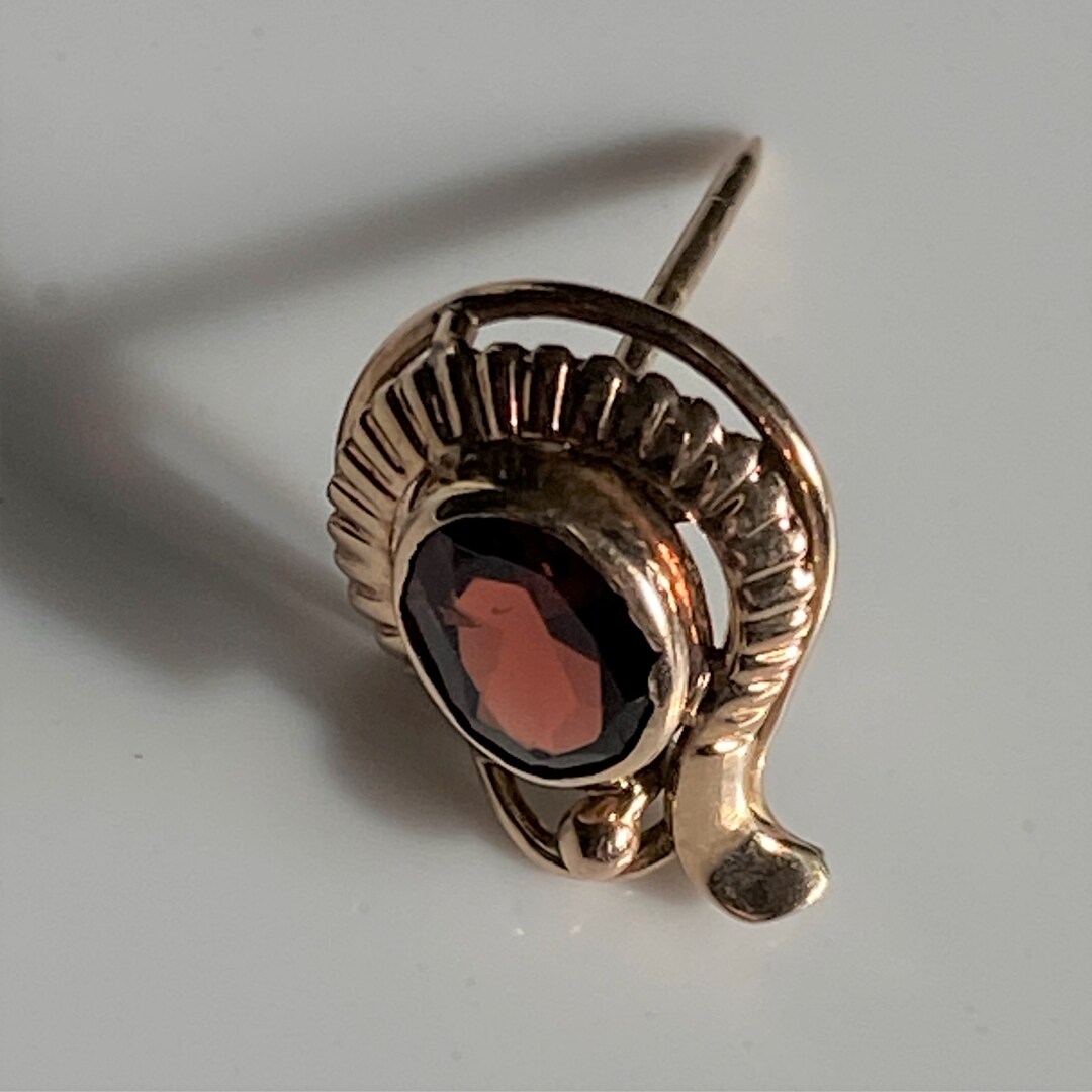 14K Yellow Gold and Garnet Tie Pin/lapel Pin/ Scarf Pin - Etsy
