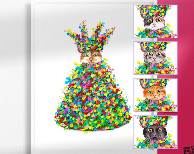 Midsommar May Queen Cat Art Print, Multiple Cat Color Options - Etsy