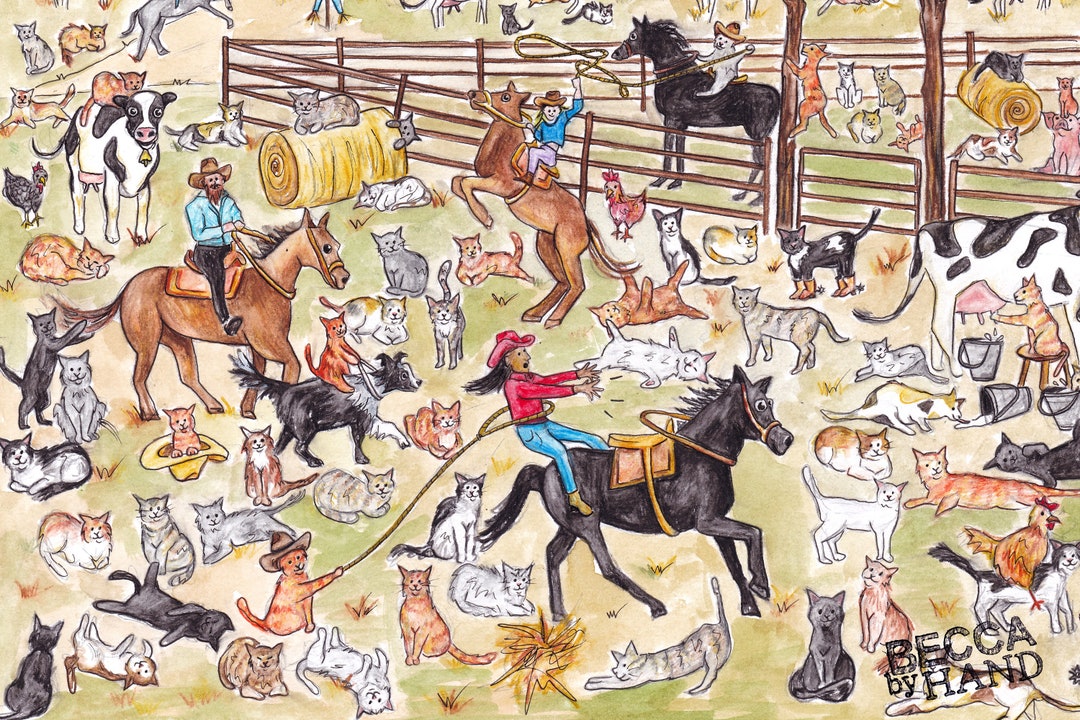 Herding Cats Art Print, Funny Catle Ranch Wall Hanging, 11x14 - Etsy