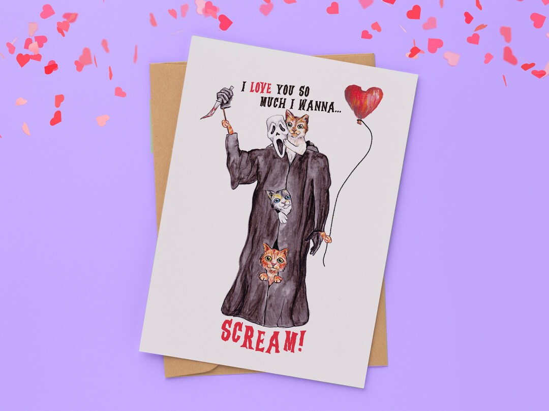 Ghostface Cats Love Card, Anniversary and Valentine's Day Card, Scream ...