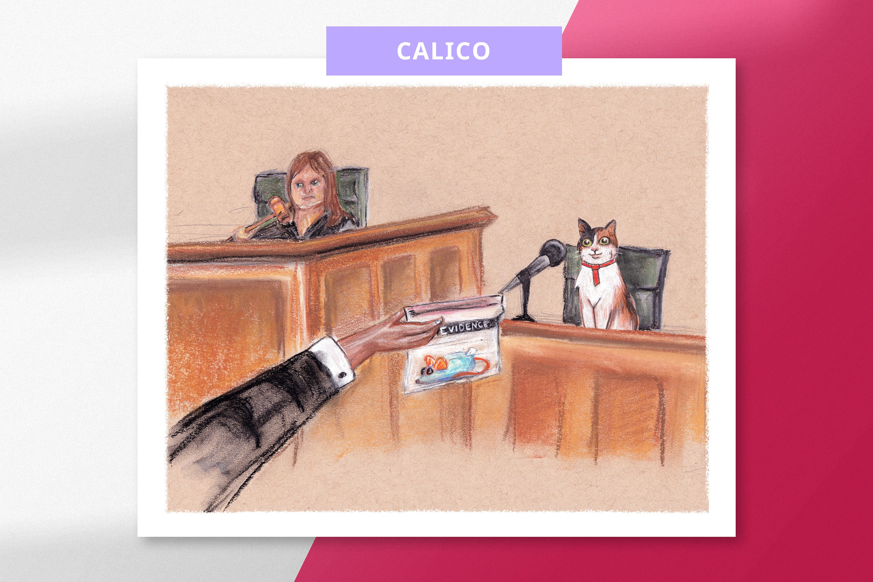 Claw & Order Courtroom Cat Sketch Art Print, Choose Your Cat Color - Etsy