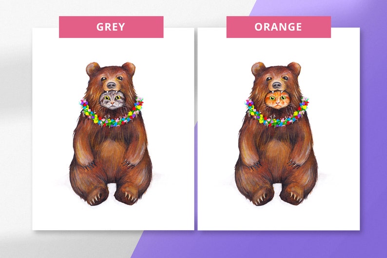 Midsommar Bear Suit Cat Art Print Multiple Cat Color Options - Etsy