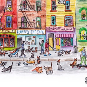 Cats in the City Art Print - Etsy
