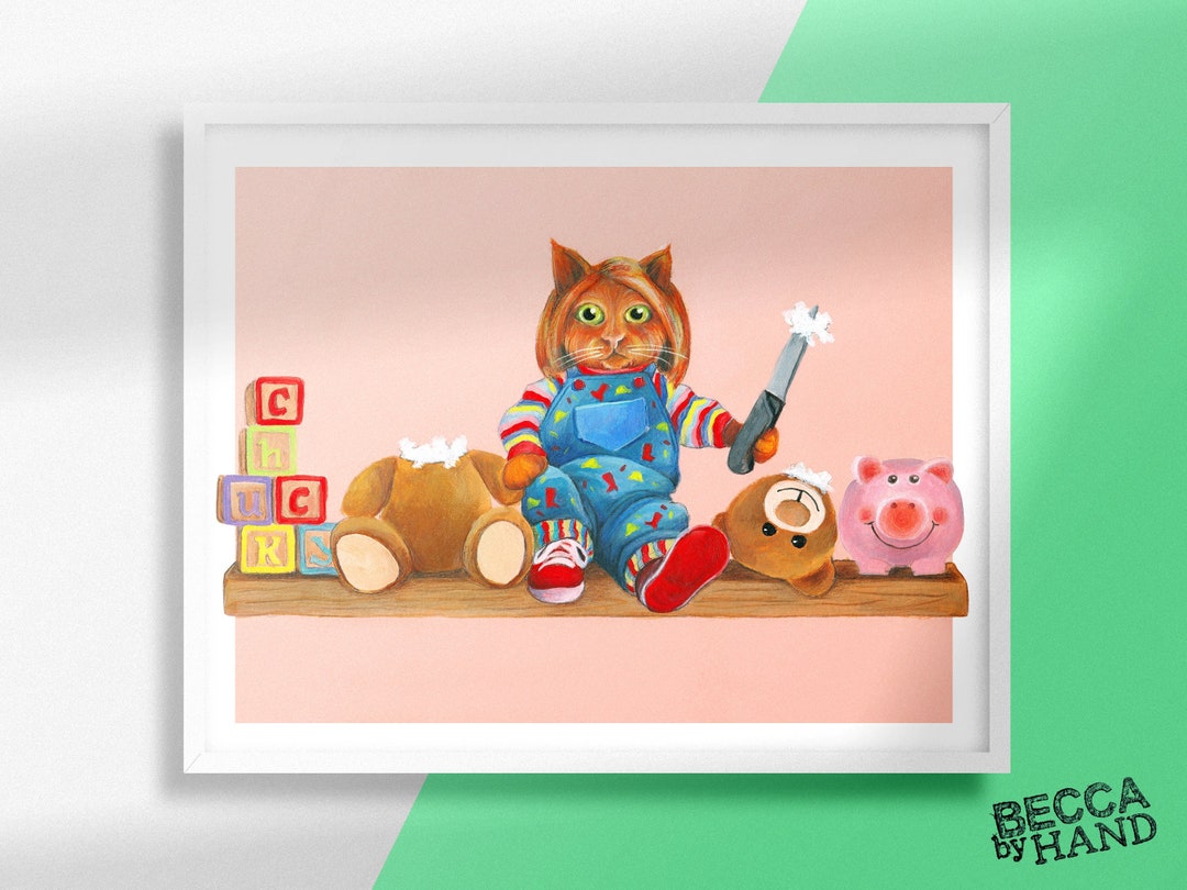 Chucky Cat Art Print, Child's Play Parody Cat Painting - Etsy