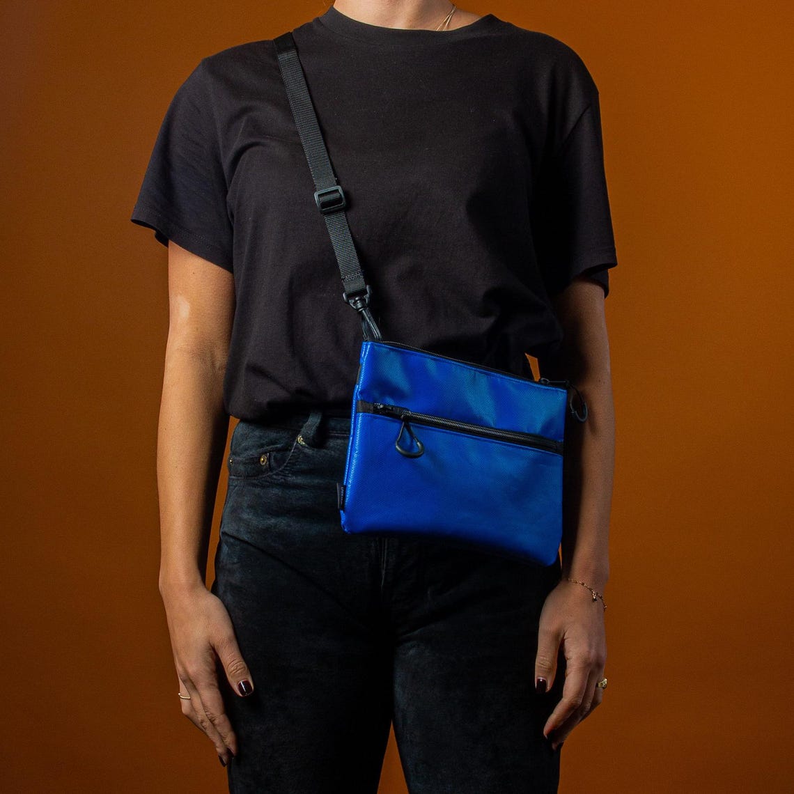 Blue Handbag From Upcycled Fabric (eco), Small Shoulder Purse, Recycle ...