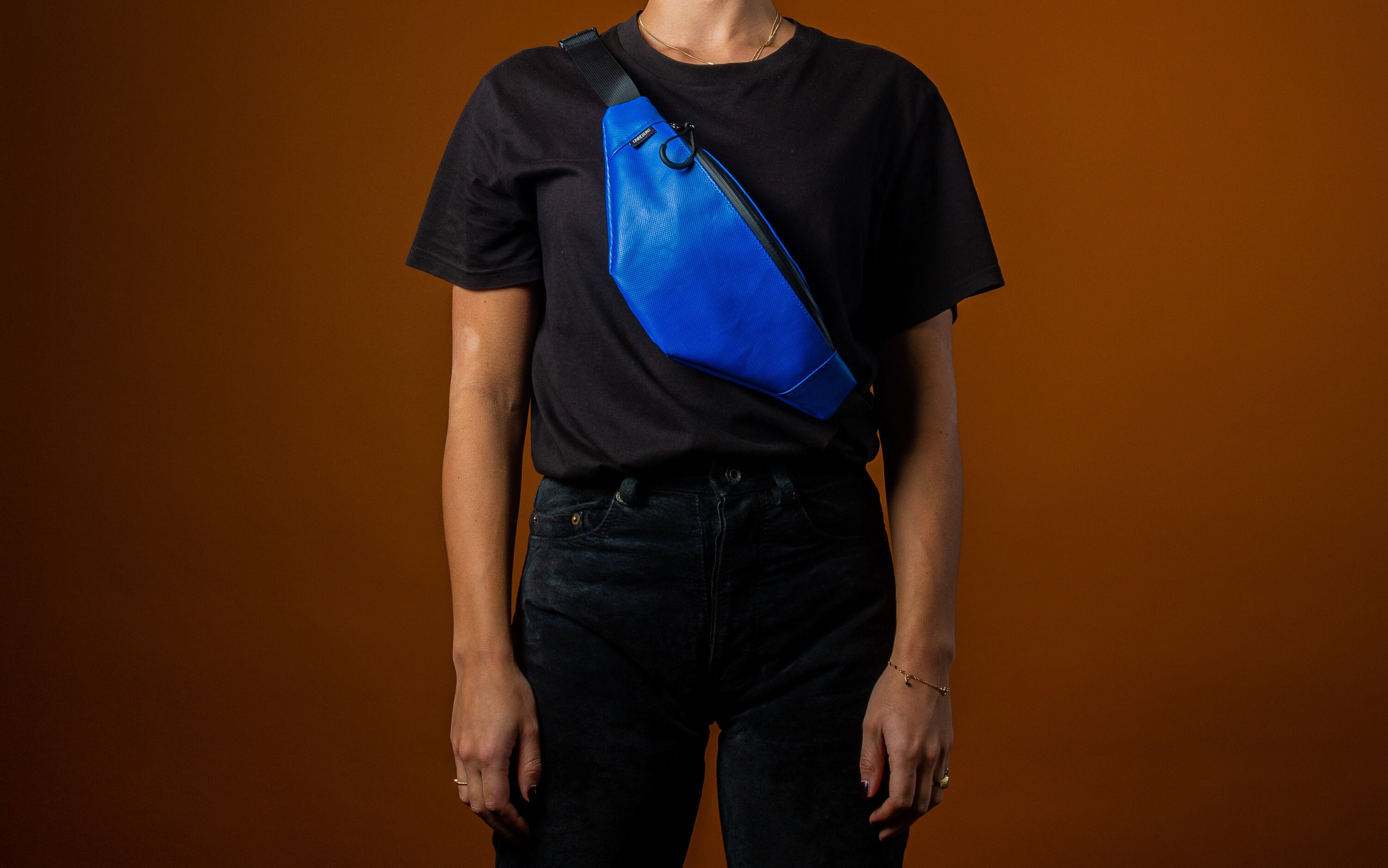 Blue fanny pack from upcycled fabric Vegan hip bag or bum | Etsy